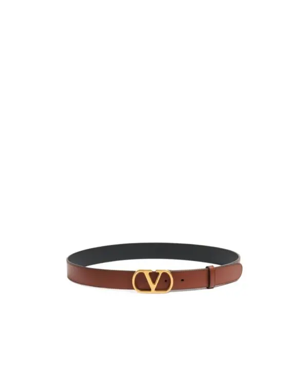 Valentino Garavani Vlogo Signature Buckled Belt - Dark Caramel