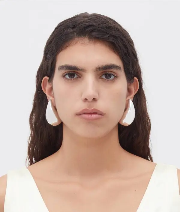 Bottega Veneta Drop Earrings With Logo Detail - White