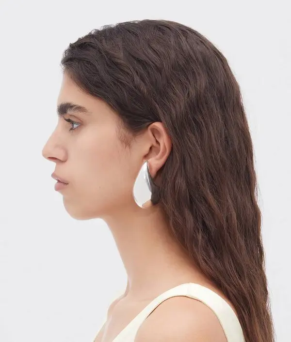 Bottega Veneta Drop Earrings With Logo Detail - White
