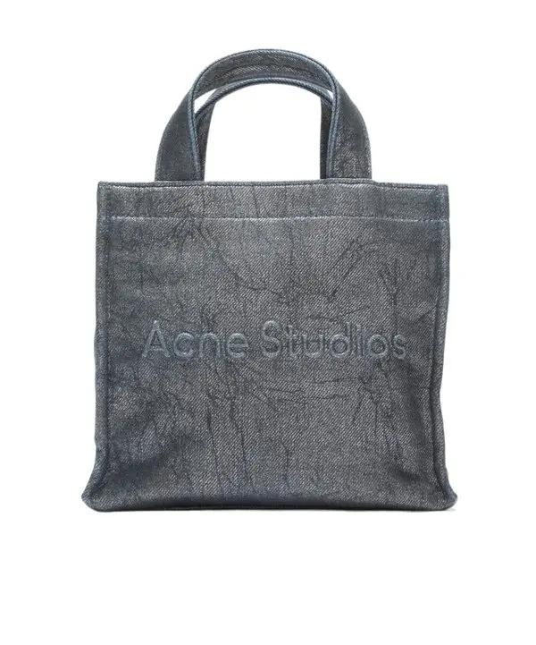 Acne Studios Mini Tote Bag With Embossed Logo - Silver/blue