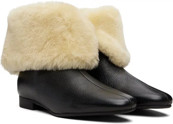 TOTEME Shearling Trimmed Leather Boots