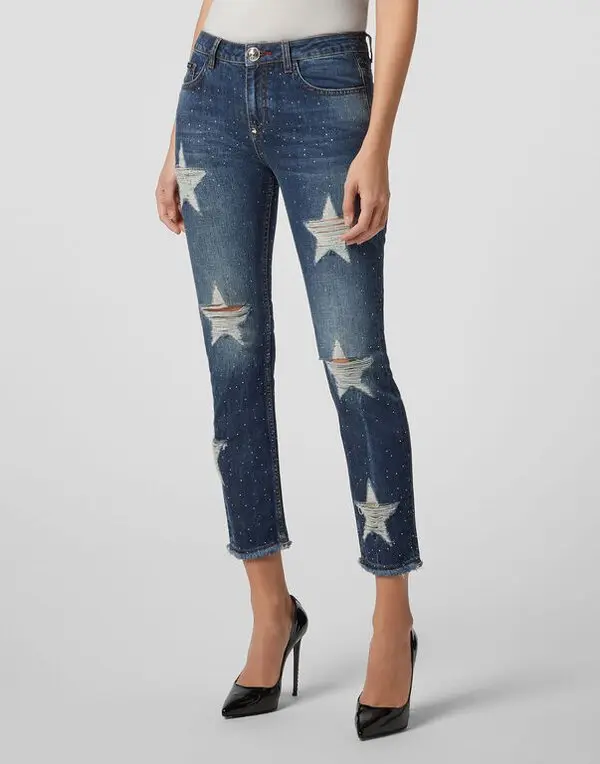 Philipp Plein Embellished Star Detail Jeans