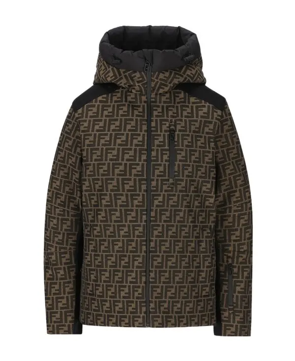 Fendi Ff Motif Zip-up Hooded Jacket - Black
