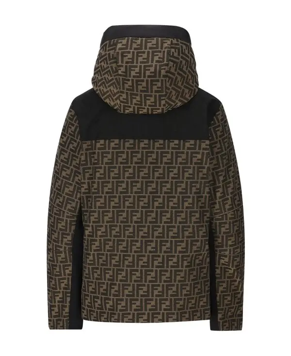 Fendi Ff Motif Zip-up Hooded Jacket - Black