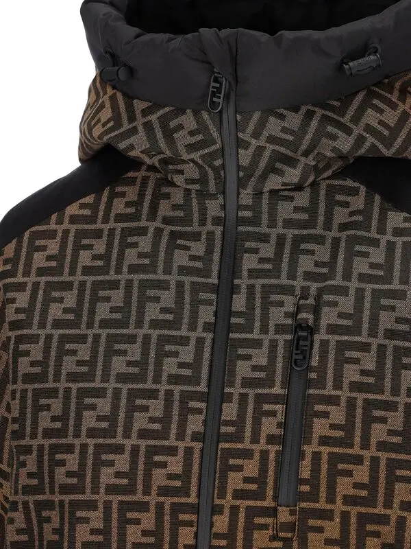 Fendi Ff Motif Zip-up Hooded Jacket - Black