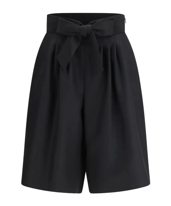 Valentino Garavani Bow Detailed Pleated Shorts - Black