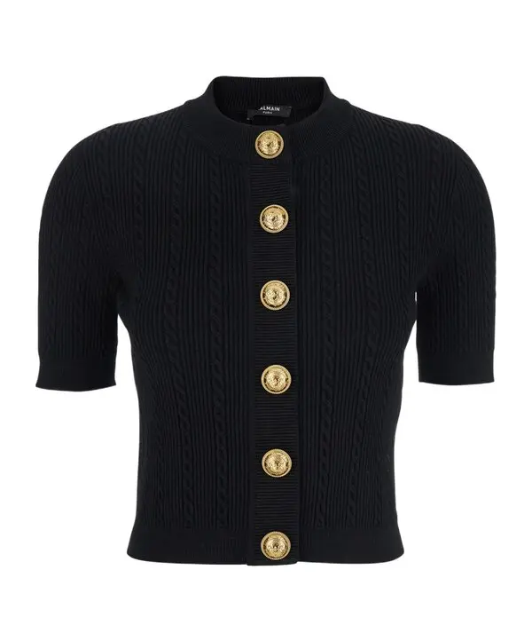 Balmain Button Embellished Knitted Cardigan