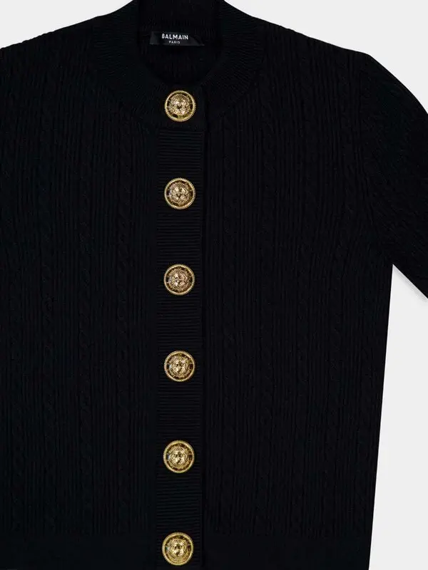 Balmain Button Embellished Knitted Cardigan - Black