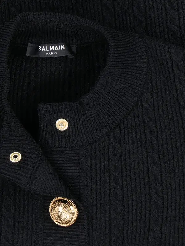 Balmain Button Embellished Knitted Cardigan - Black