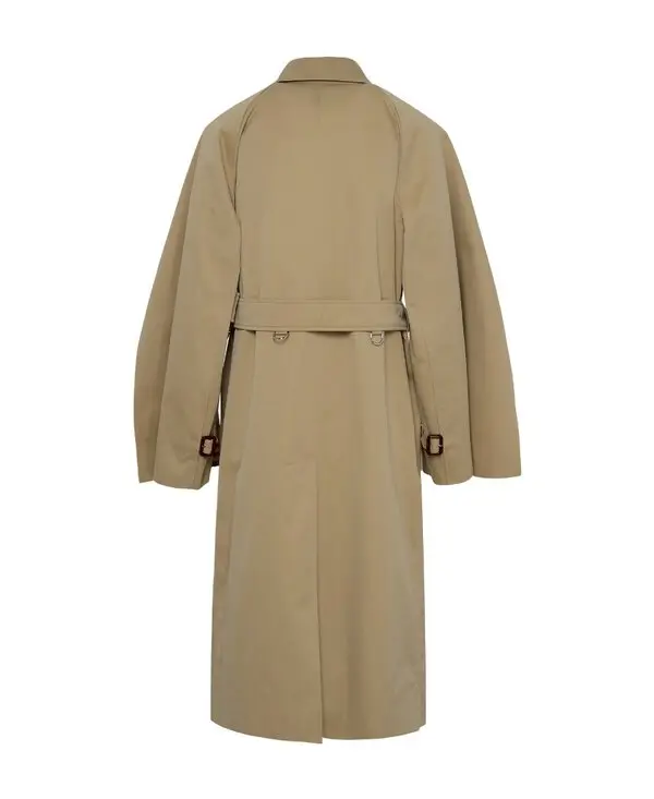 Burberry Double-breasted Belted Coat With Signature Check Details - Brown