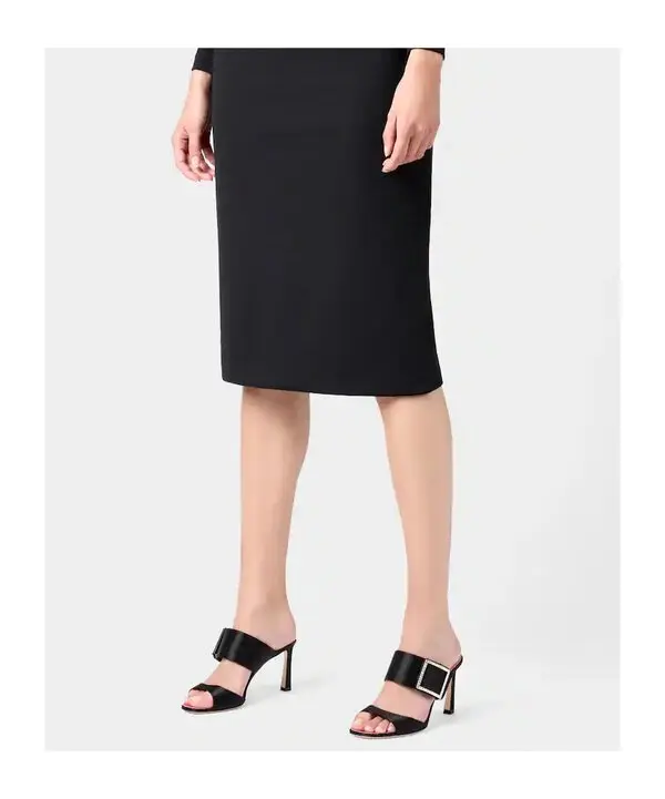 ROGER VIVIER Trompette Satin Mules With Crystal Buckle - Black