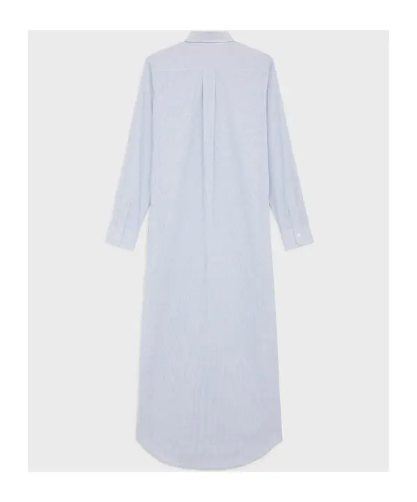 Celine Long Striped Cotton Shirt Dress - No
