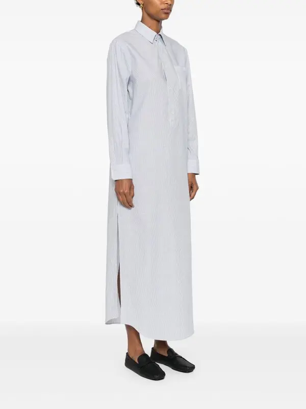 Celine Long Striped Cotton Shirt Dress - No