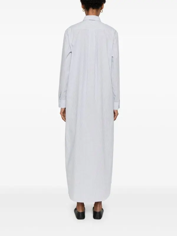 Celine Long Striped Cotton Shirt Dress - No