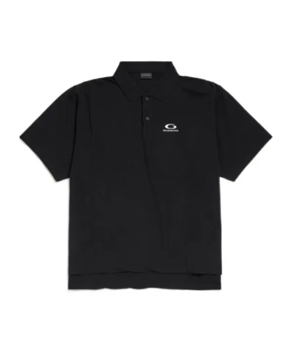 Balenciaga Logo Embroidered Short-sleeve Polo Shirt - Black