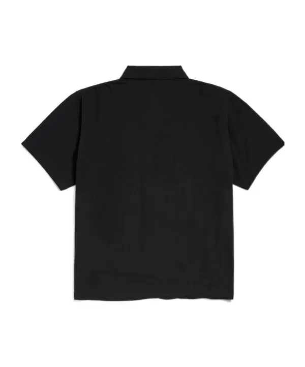 Balenciaga Logo Embroidered Short-sleeve Polo Shirt - Black