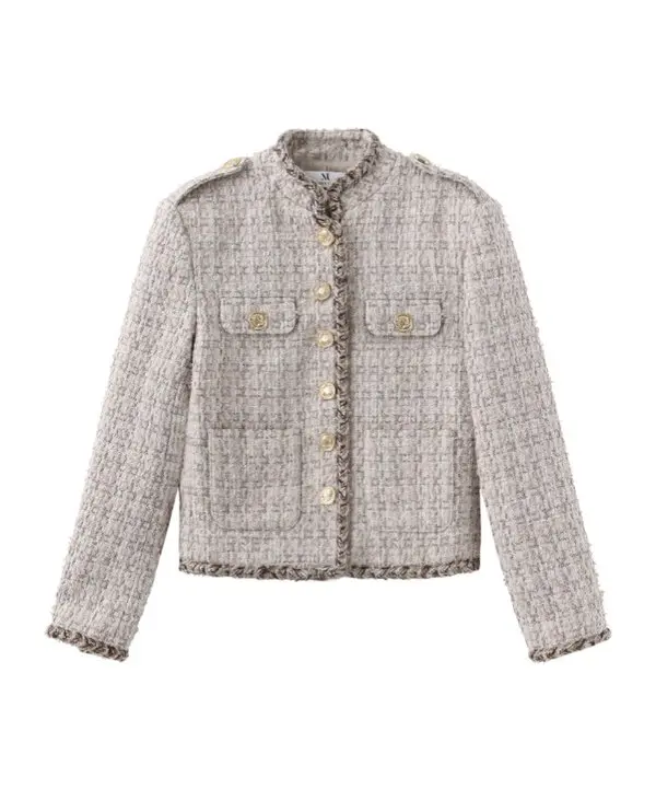 Marissa Chiara Stand Collar Lace Jacket - Camel