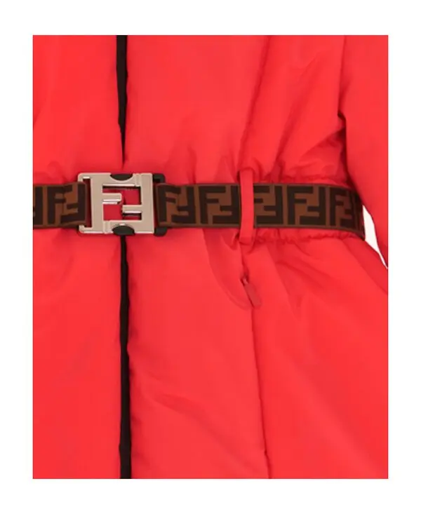 Fendi Padded Monogram Print Jacket With Belt