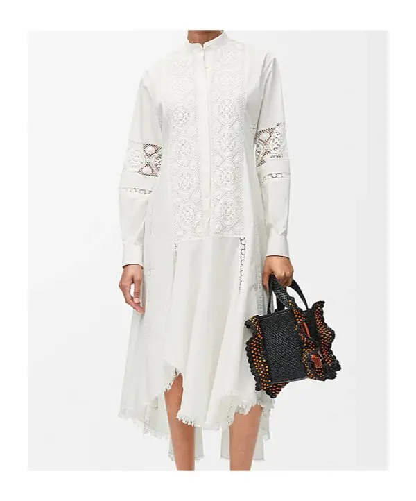 Loewe Cotton Shirt Dress With Lace Details