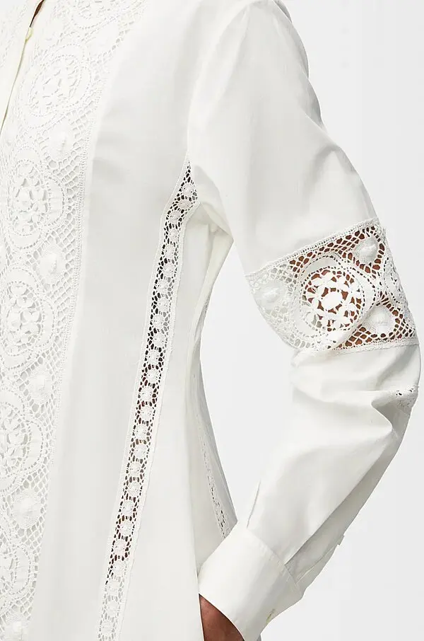 Loewe Cotton Shirt Dress With Lace Details