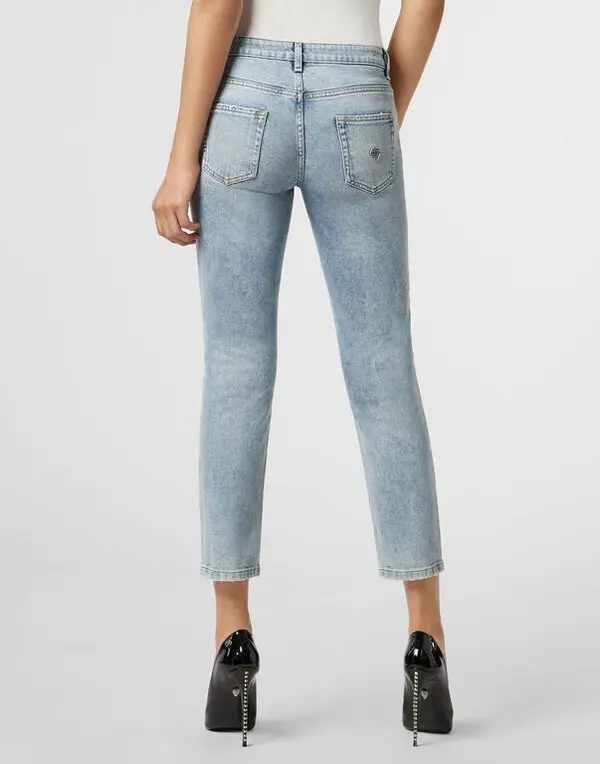 Philipp Plein Logo Detail Distressed Jeans