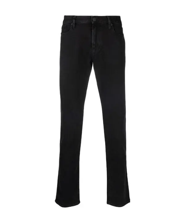 Emporio Armani Low-rise Straight-leg Slim-cut Jeans - Black