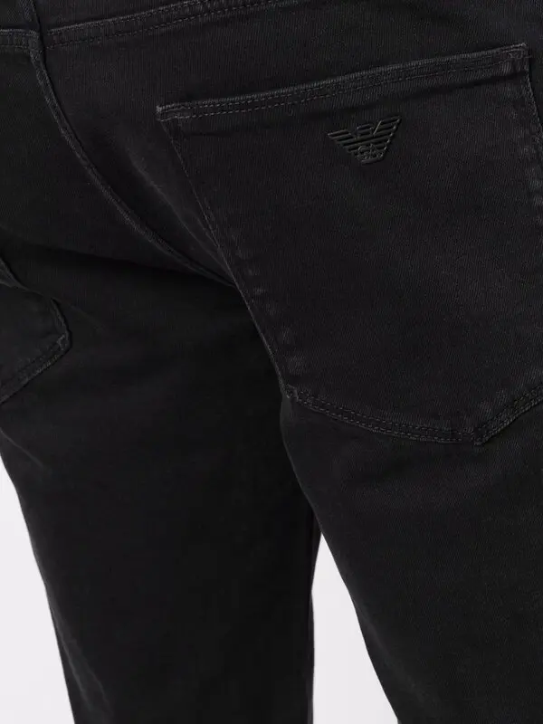 Emporio Armani Low-rise Slim-cut Straight-leg Jeans - Black