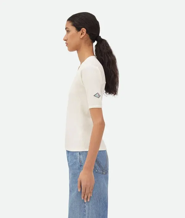Bottega Veneta Ribbed T-shirt With Embroidered Logo