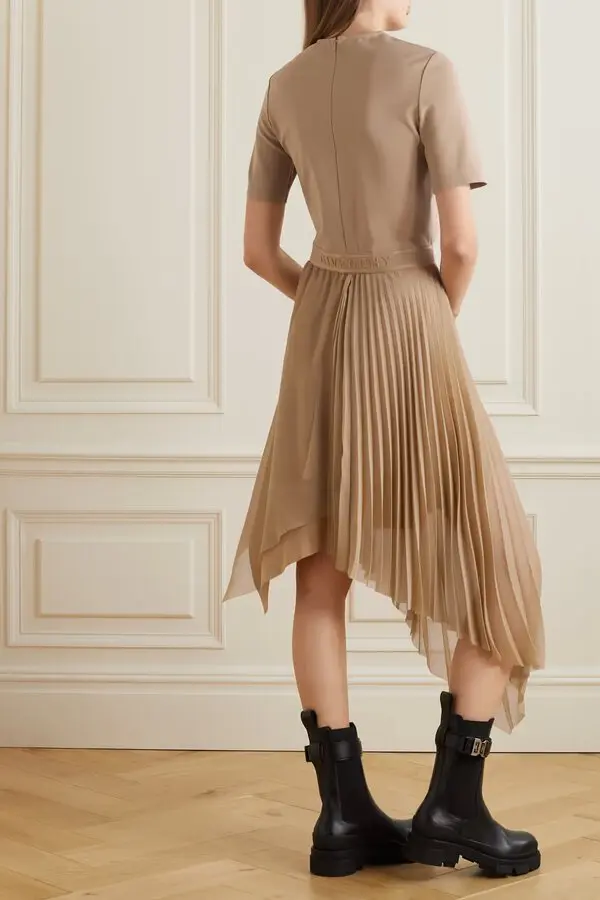 Givenchy Asymmetrical Pleated Georgette Dress