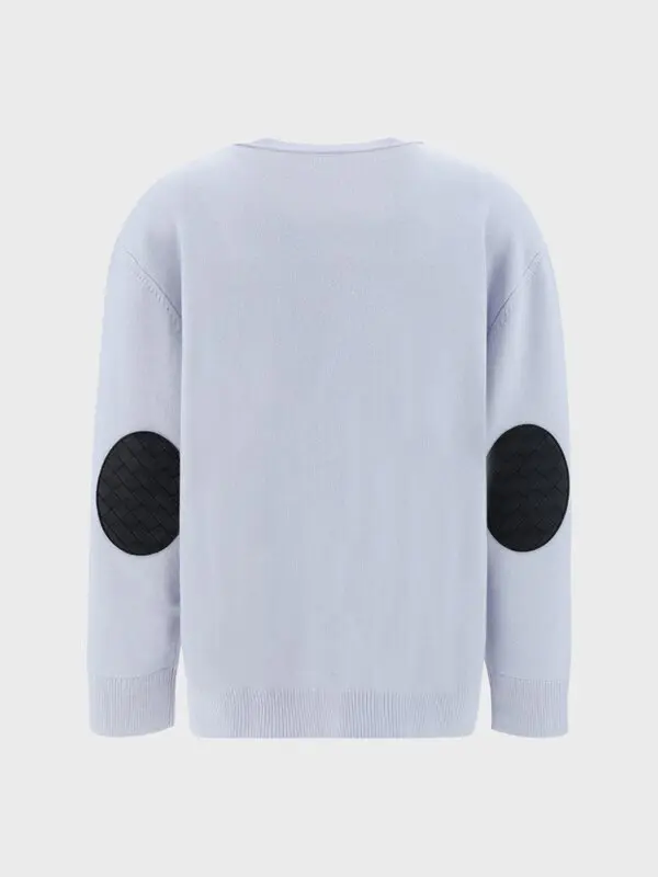 Bottega Veneta Relaxed Fit Cardigan With Intreciato Leather Patch Details - White