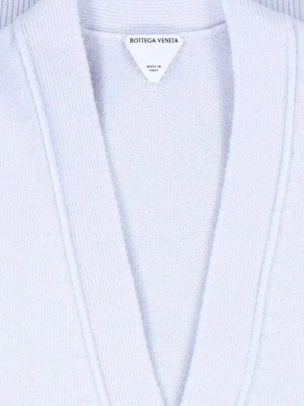 Bottega Veneta Relaxed Fit Cardigan With Intreciato Leather Patch Details - White
