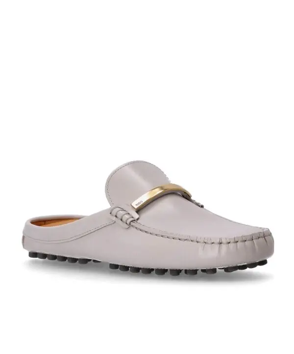 TOD'S Logo Engraved Slip-on Sandals - Grey