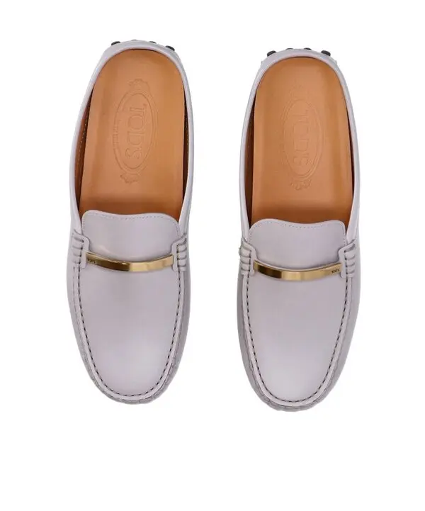 TOD'S Logo Engraved Slip-on Sandals - Grey
