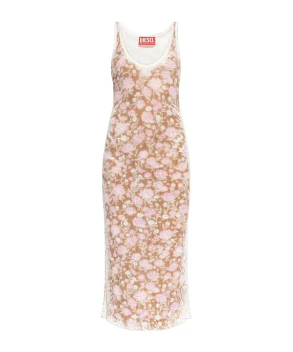 DIESEL® Floral Ribbed Dress - Nude