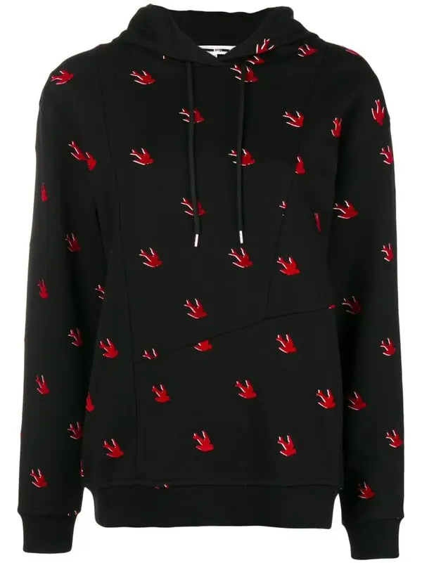 Alexander McQueen Swallow Print Hooded Sweater