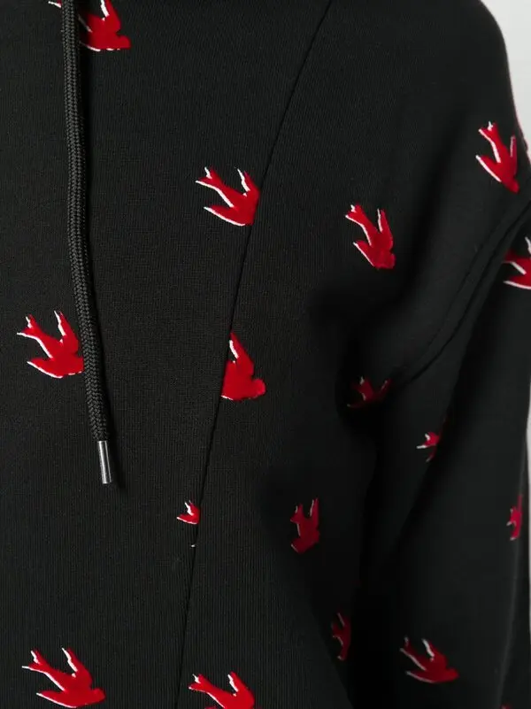 Alexander McQueen Swallow Print Hooded Sweater