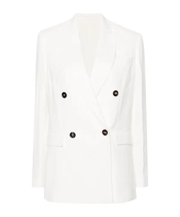 Brunello Cucinelli Peak Lapel Double-breasted Blazer - White