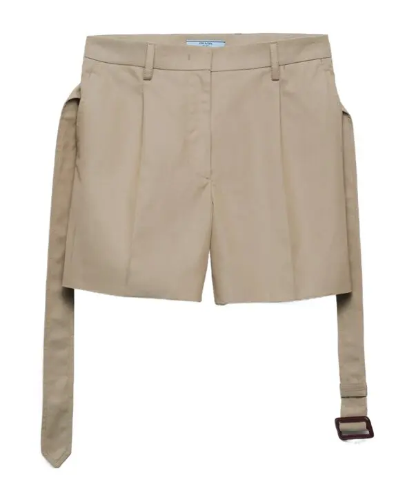 Prada Belted Gabardine Shorts