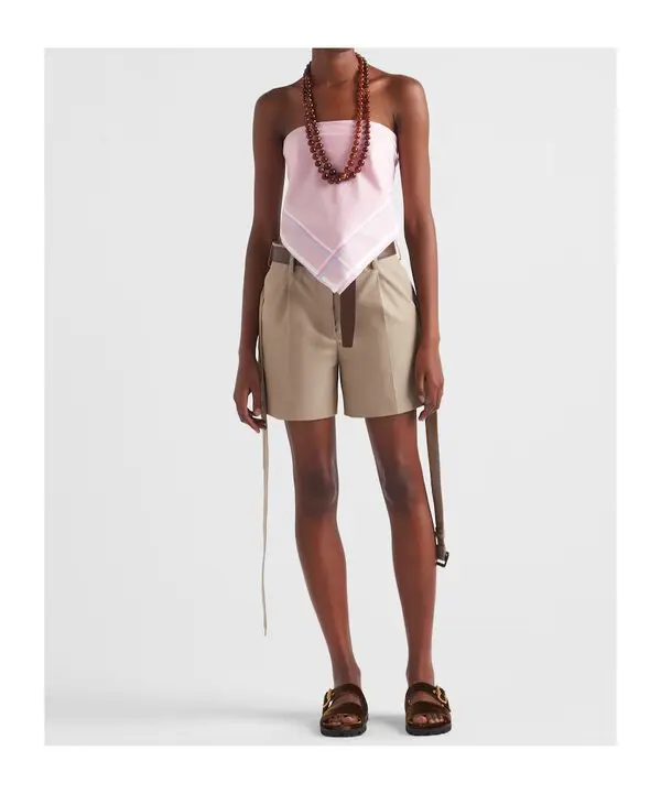 Prada Belted Gabardine Shorts