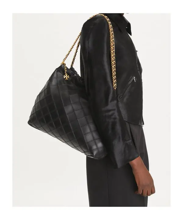 Tory Burch Fleming Drawstring Hobo Bag - Black