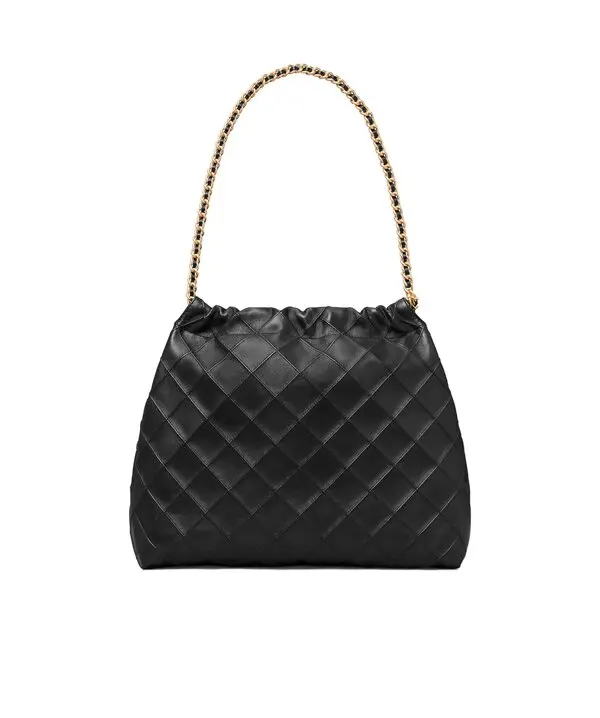 Tory Burch Fleming Drawstring Hobo Bag - Black