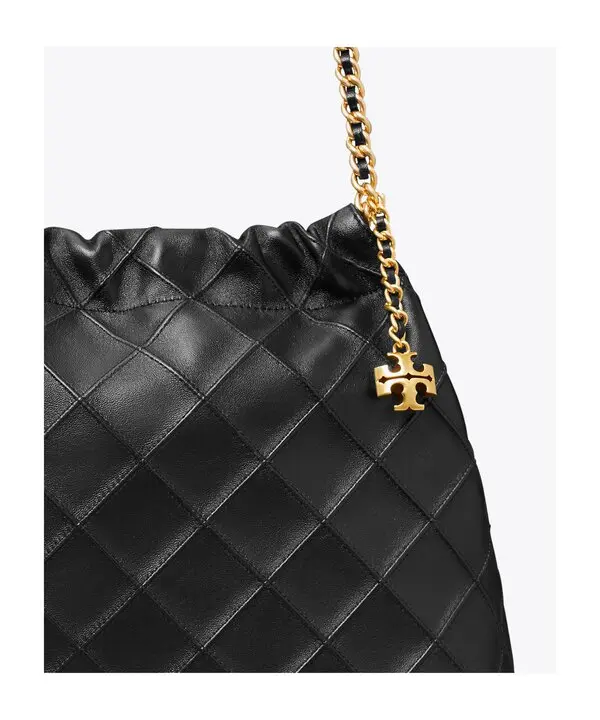 Tory Burch Fleming Drawstring Hobo Bag - Black