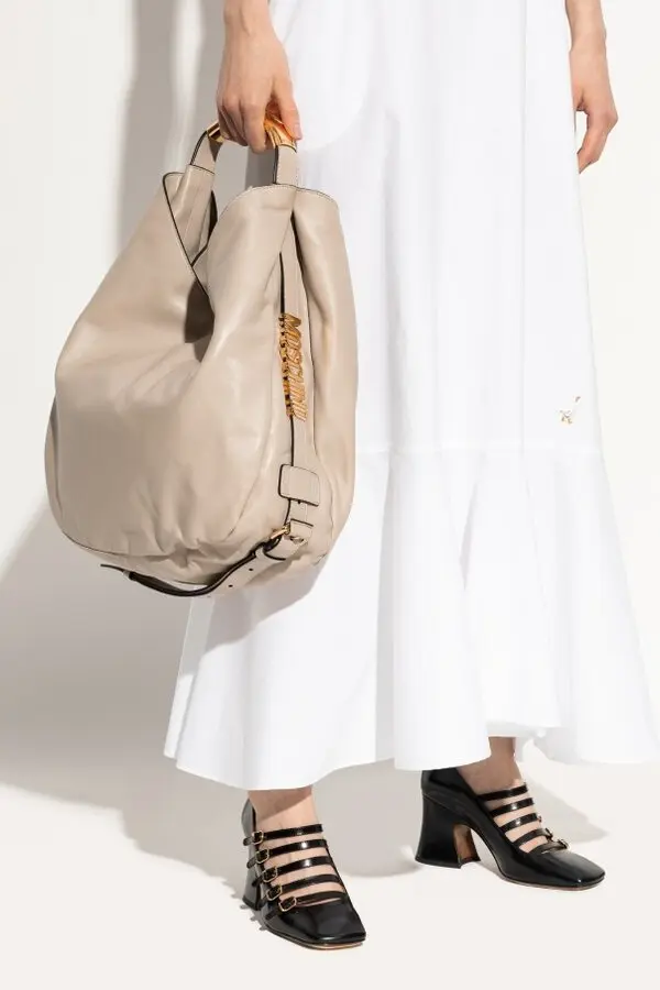 Moschino Lettering Top Handle Bag - Cream