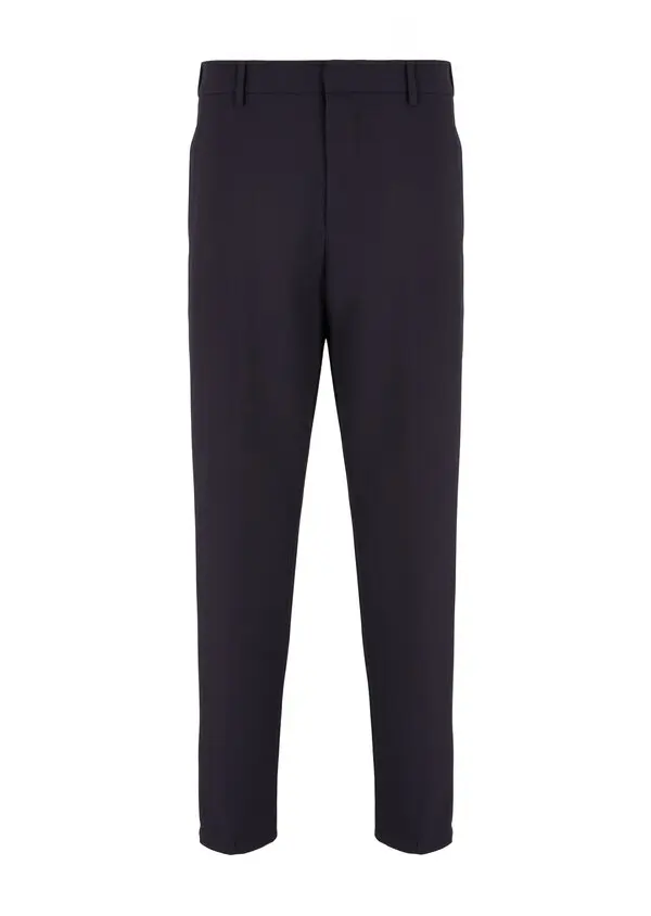 Emporio Armani Pleated Tapered Trousers - Navy Blue