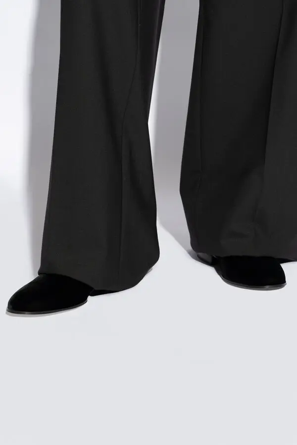 GIANVITO ROSSI Round Toe Velvet Loafers - Black
