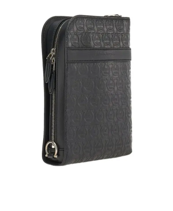 FERRAGAMO Gancini Embossed Messenger Bag