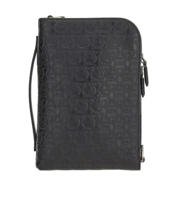FERRAGAMO Gancini Embossed Messenger Bag