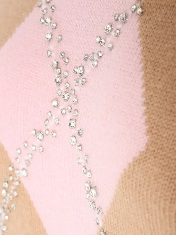 Max Mara High Neck Long-sleeved Jumper With Embellished Logo Detail - Nude