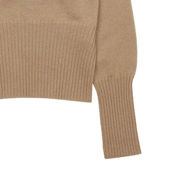 Max Mara High Neck Long-sleeved Jumper With Embellished Logo Detail - Nude