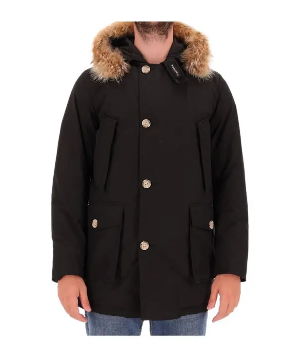Woolrich Long-sleeved Down Parka With Fur-trimmed Hood